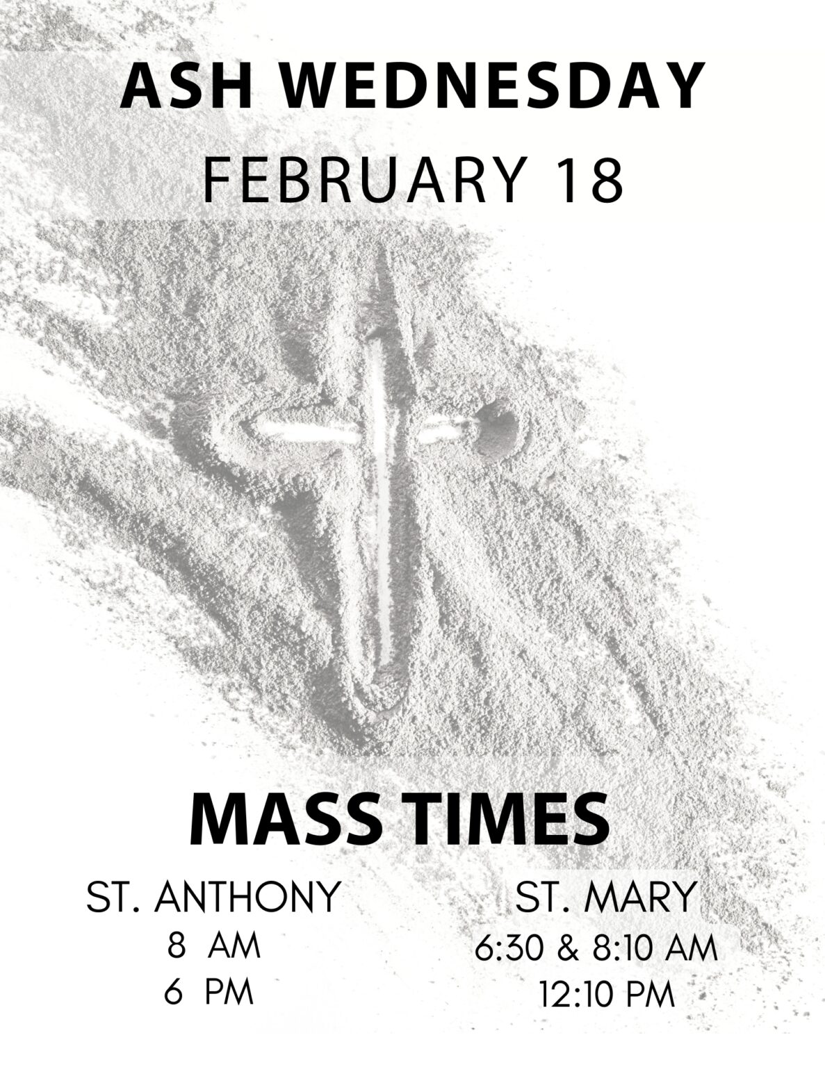 Ash Wednesday is Feb. 18 - St. Anthony and St. Mary Parishes